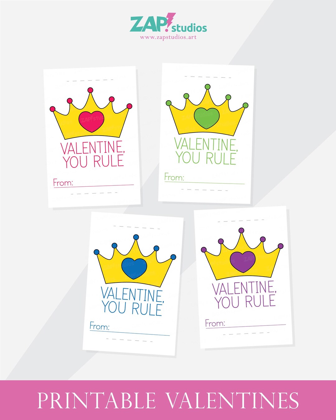 Editable Ruler Valentine, Printable Crown Valentine, You Rule Candy ...