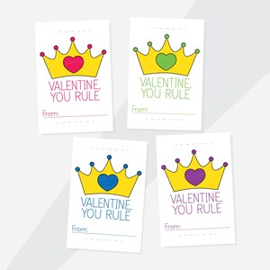 Editable Ruler Valentine, Printable Crown Valentine, You Rule Candy ...
