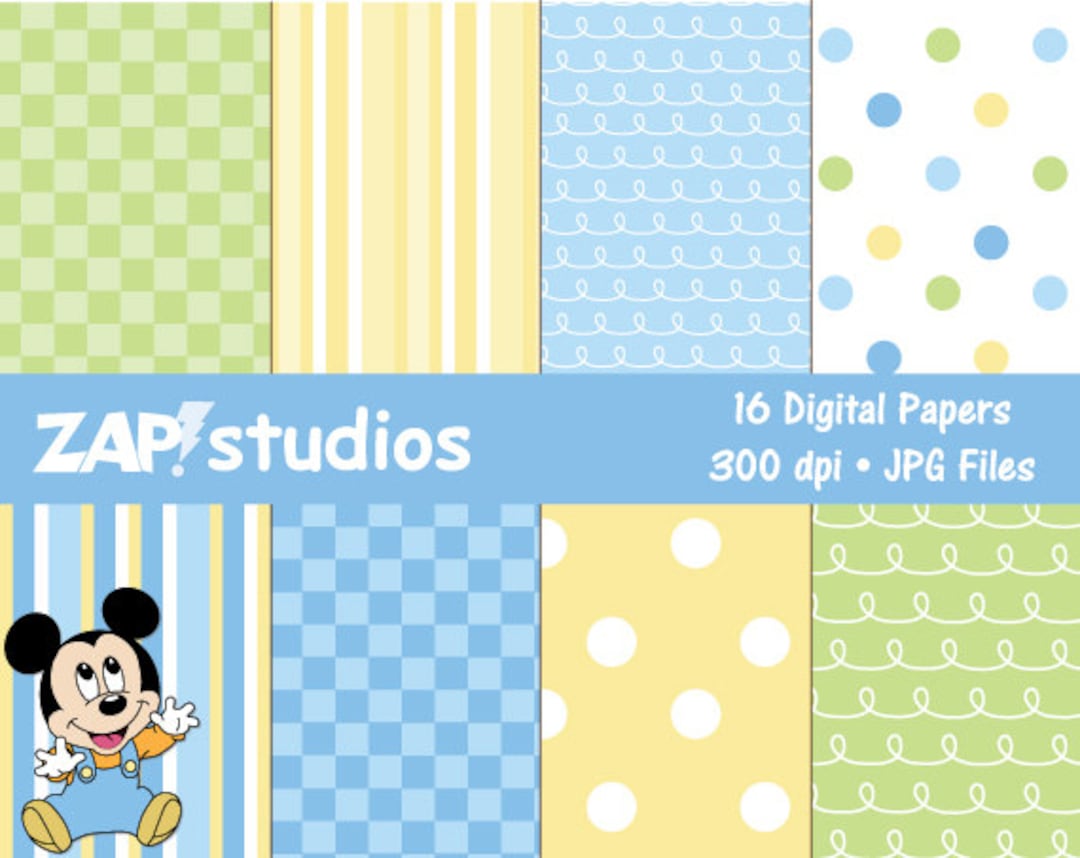 Baby Boy Paper Pack, Baby Boy Digital Papers, Digital Scrapbook Paper ...