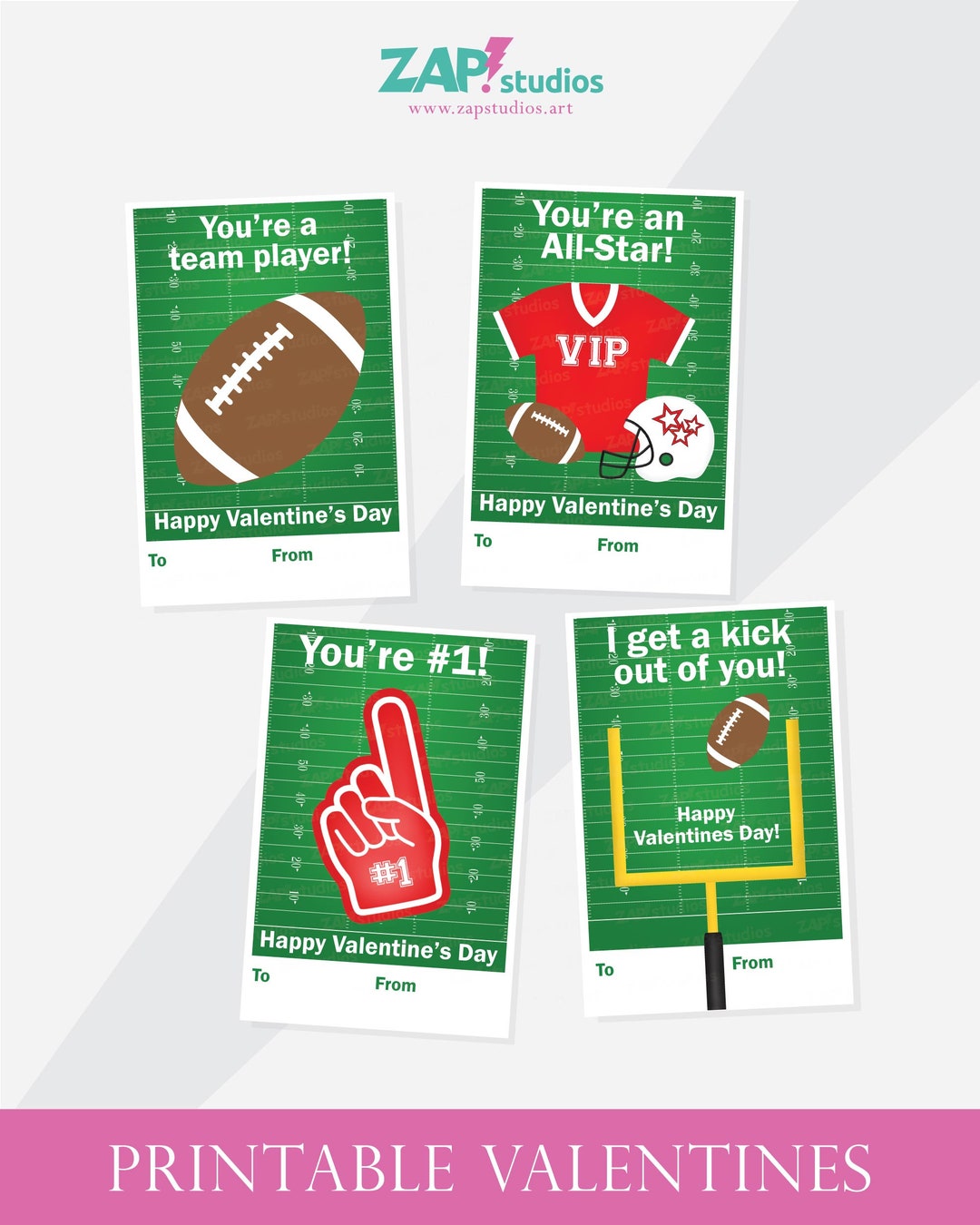 Editable Football Valentine, Printable Sports Valentine Cards, School ...
