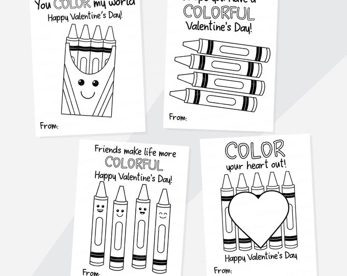 Printable Crayon Valentine Cards, Preschool Crayons Valentines Day ...
