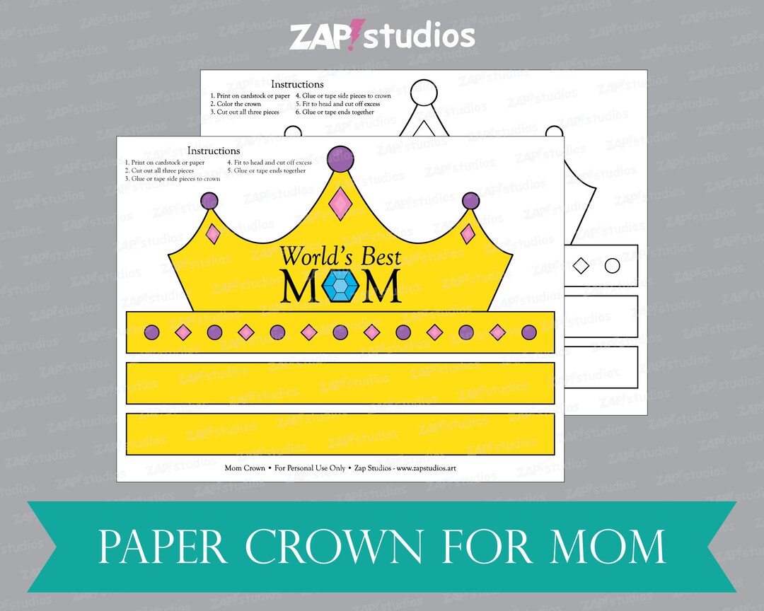 Color Your Own Mom Crown, World's Best Crown for Mom, Printable Mothers ...