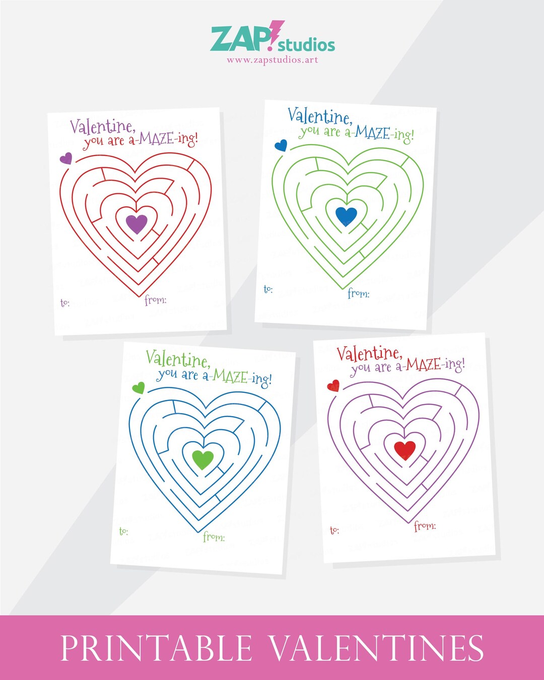 Editable A-maze-ing Valentine, Printable Maze Valentine Cards ...