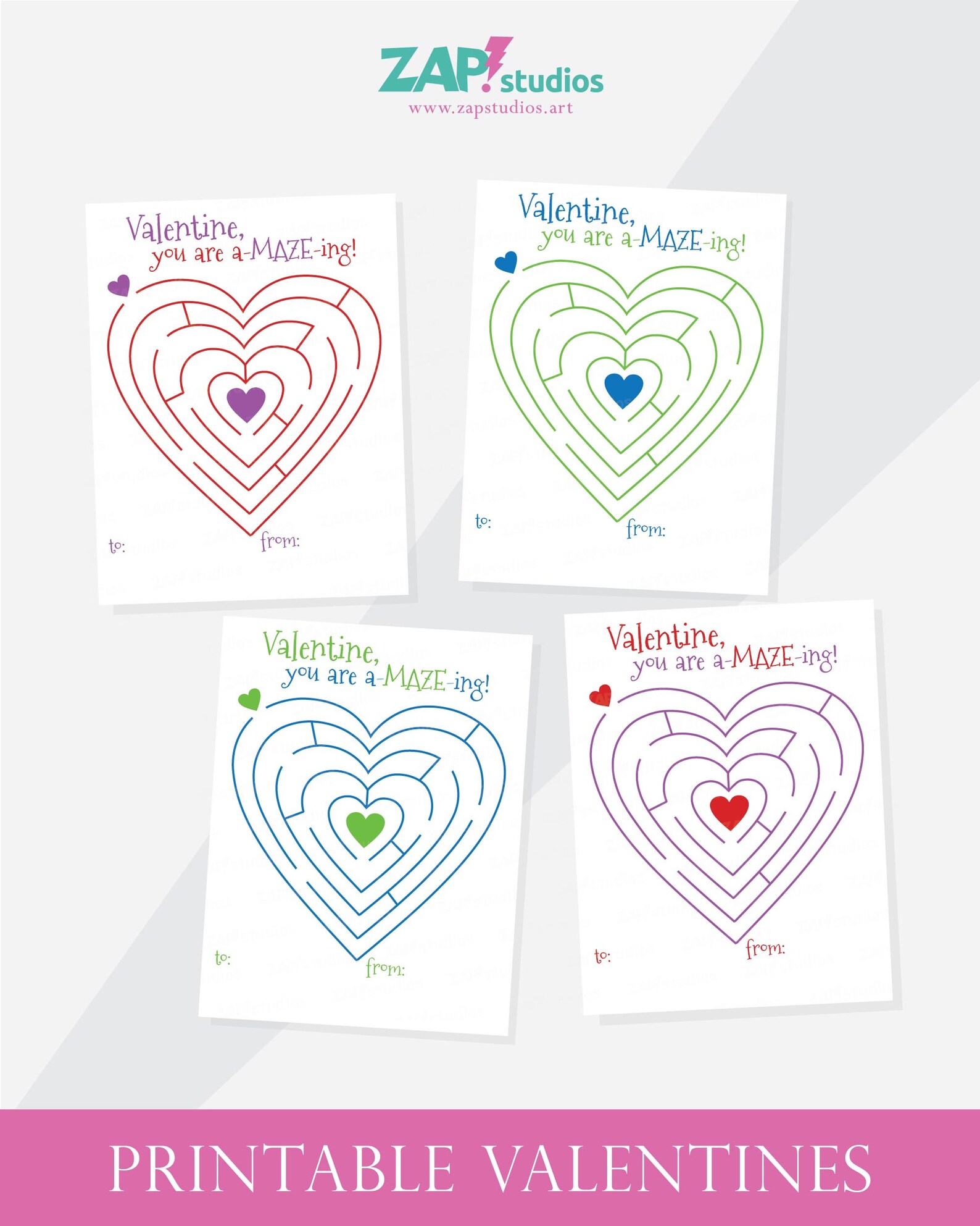 Printable Maze Valentine Cards: Editable Classroom Valentines (PDF) - Etsy