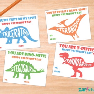 Editable Dinosaur Valentines: Kids School Valentine Cards (PDF) - Etsy