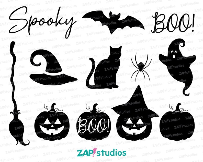 Spooky Halloween Clipart Bundle, Pumpkin, Ghost, Cat (svg, Png, Jpg ...