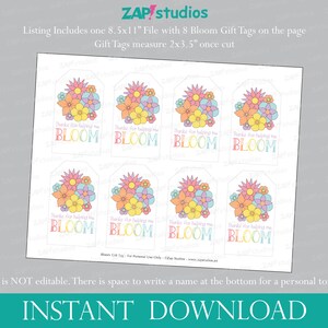 Printable Teacher Gift Tag, Flower Bloom Card, Teacher Appreciation ...