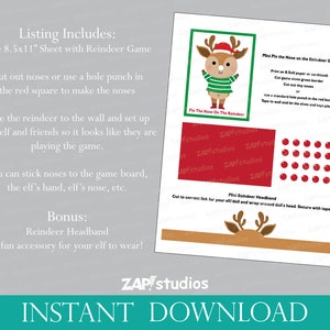 Printable Elf Activity Pin the Nose on the Reindeer Game - Etsy