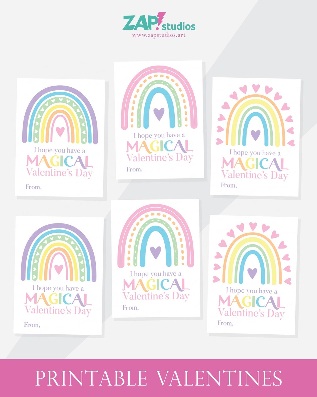 Boho Rainbow Valentine, Editable Rainbow Valentine, Printable Boho ...