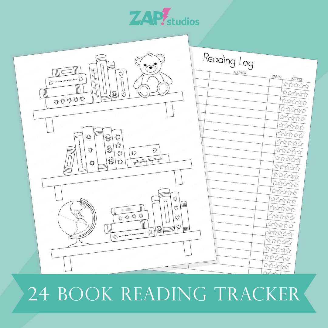 24 Book Reading Tracker, Cute Book Tracker, Printable Reading Goal ...