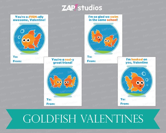 Editable Goldfish Valentines Printable Fish Valentines Print | Etsy