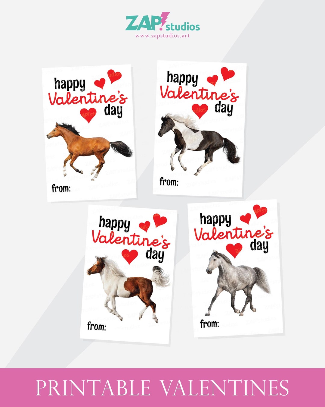 Printable Horse Valentines, Editable Pony Valentines, School Party ...