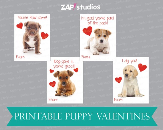 Editable Puppy Valentines Dog Printable Valentine Classroom | Etsy