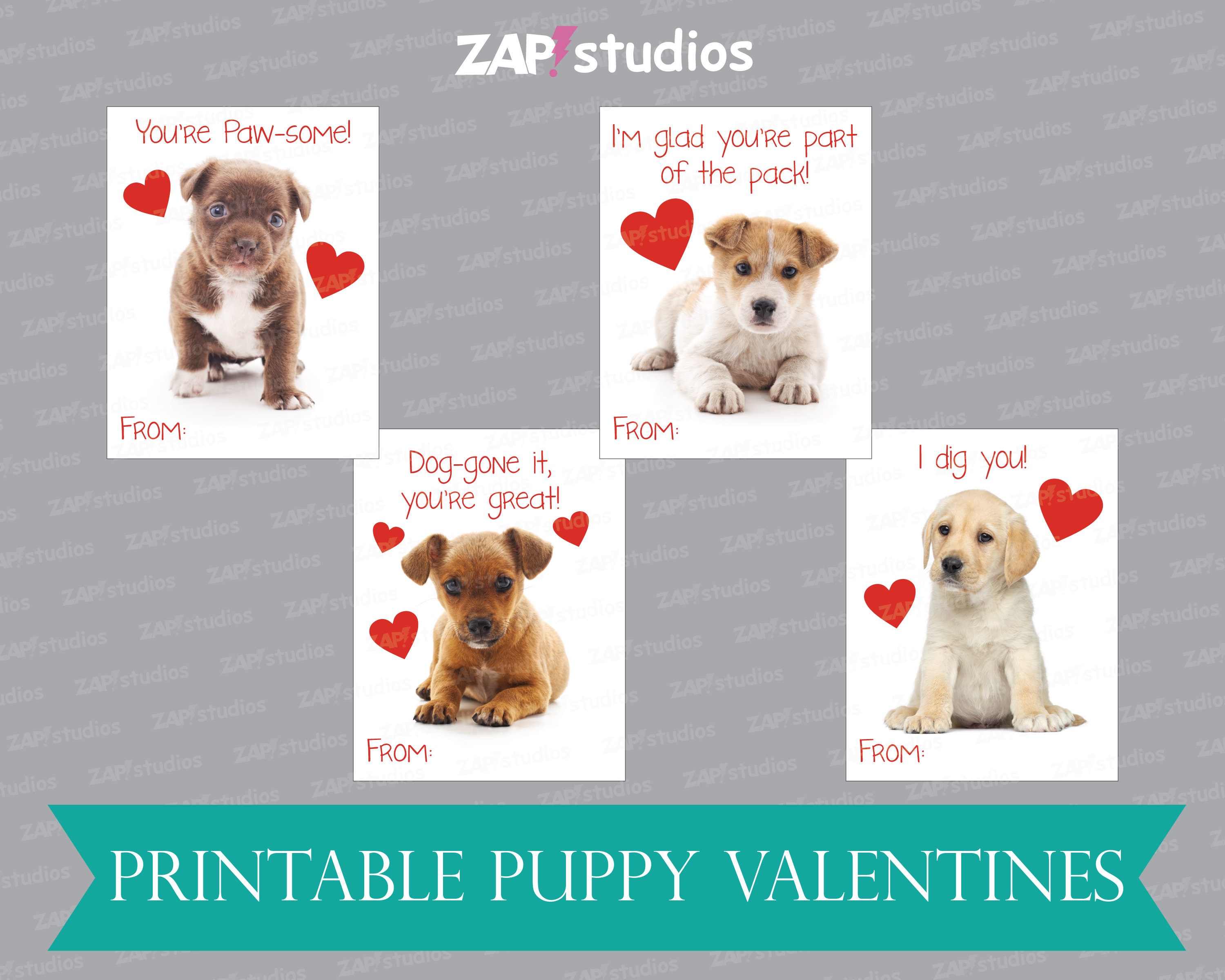 Editable Puppy Valentines Dog Printable Valentine Classroom - Etsy