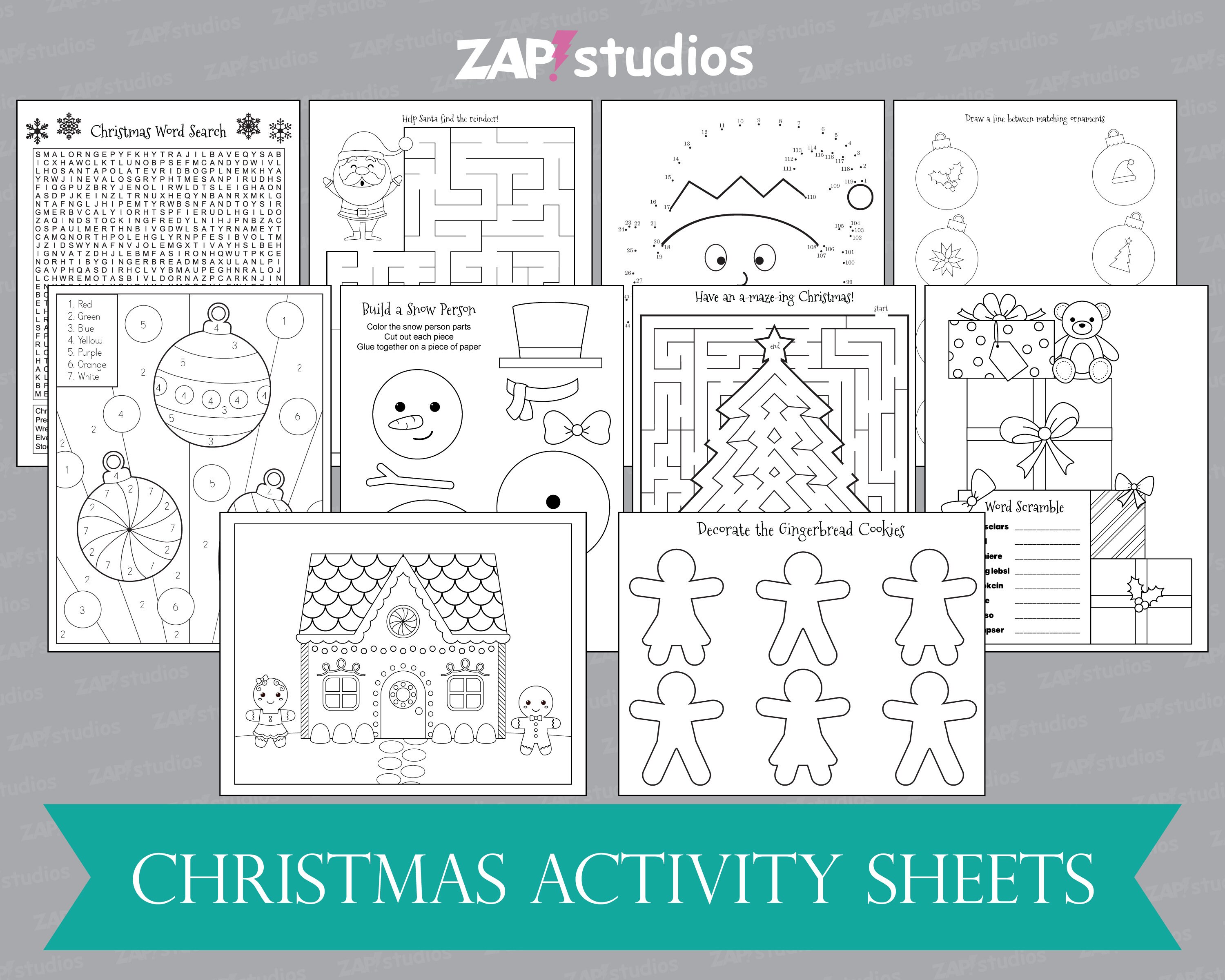 Printable Christmas Activity Sheets: Coloring, Maze, Word Games (PDF ...
