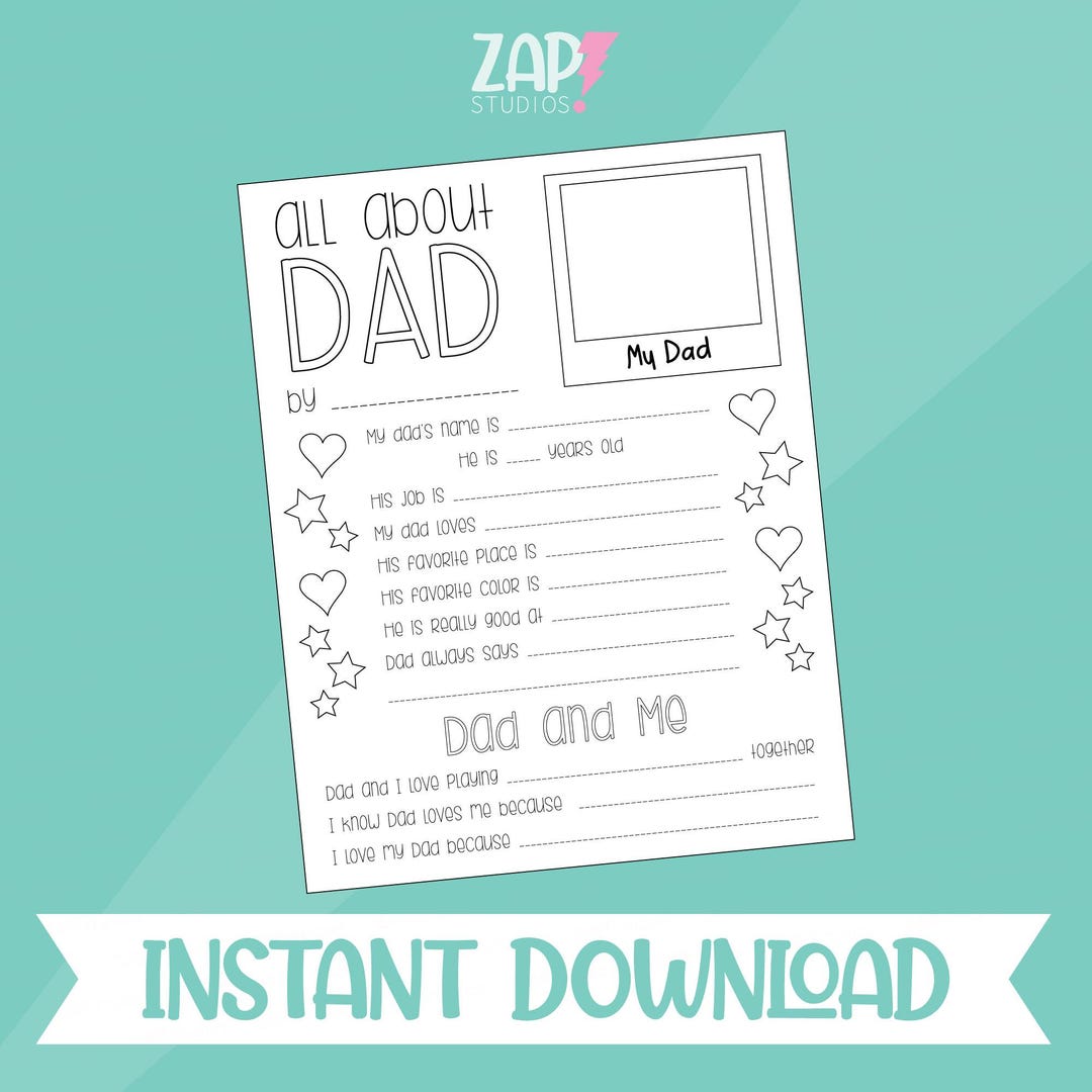 All About Dad Printable: Father's Day Questionnaire Activity (PDF ...