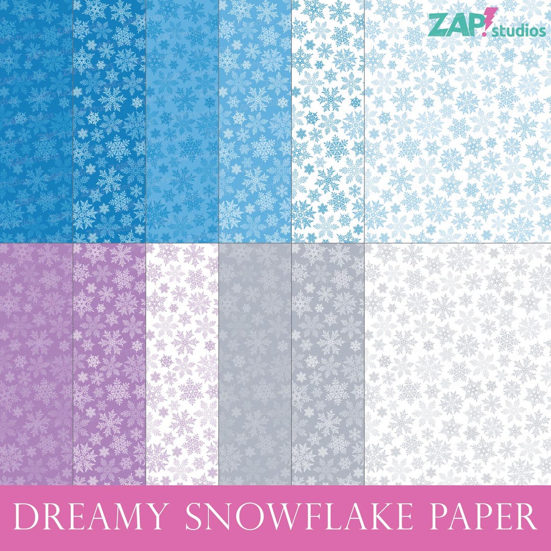 Snowflake Digital Paper, Winter Digital Paper, Snow Flake Paper Pack ...