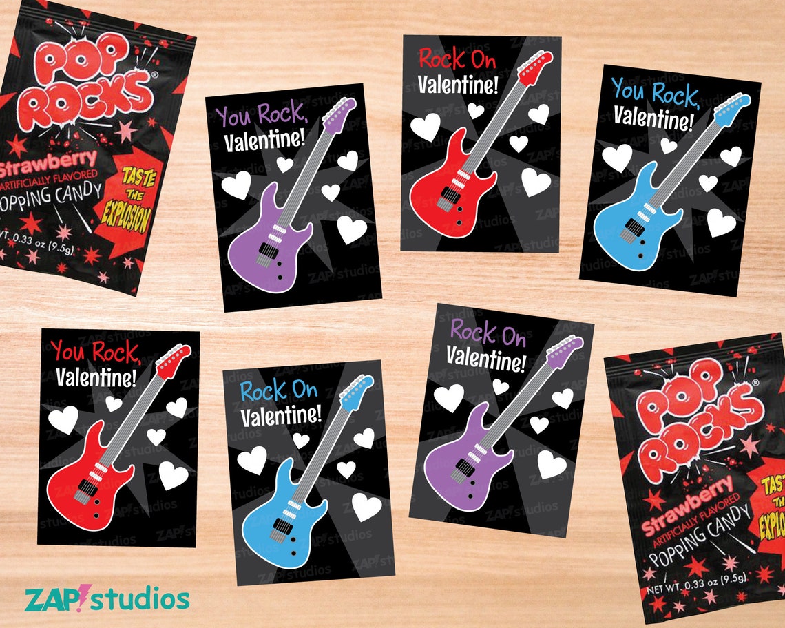 Editable Guitar Valentine Cards: Rock Star Printable (PDF) - Etsy