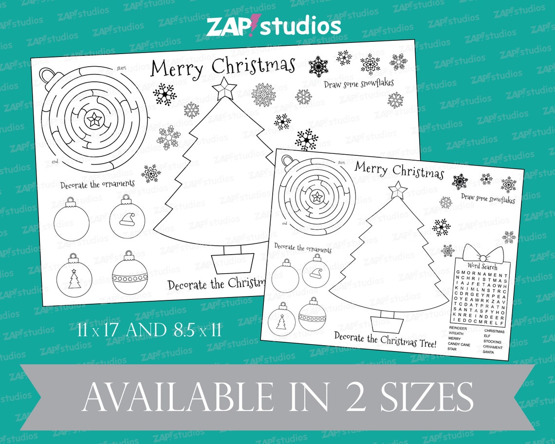 Printable Christmas Activity Placemat: Kids Coloring Page (PDF) - Etsy
