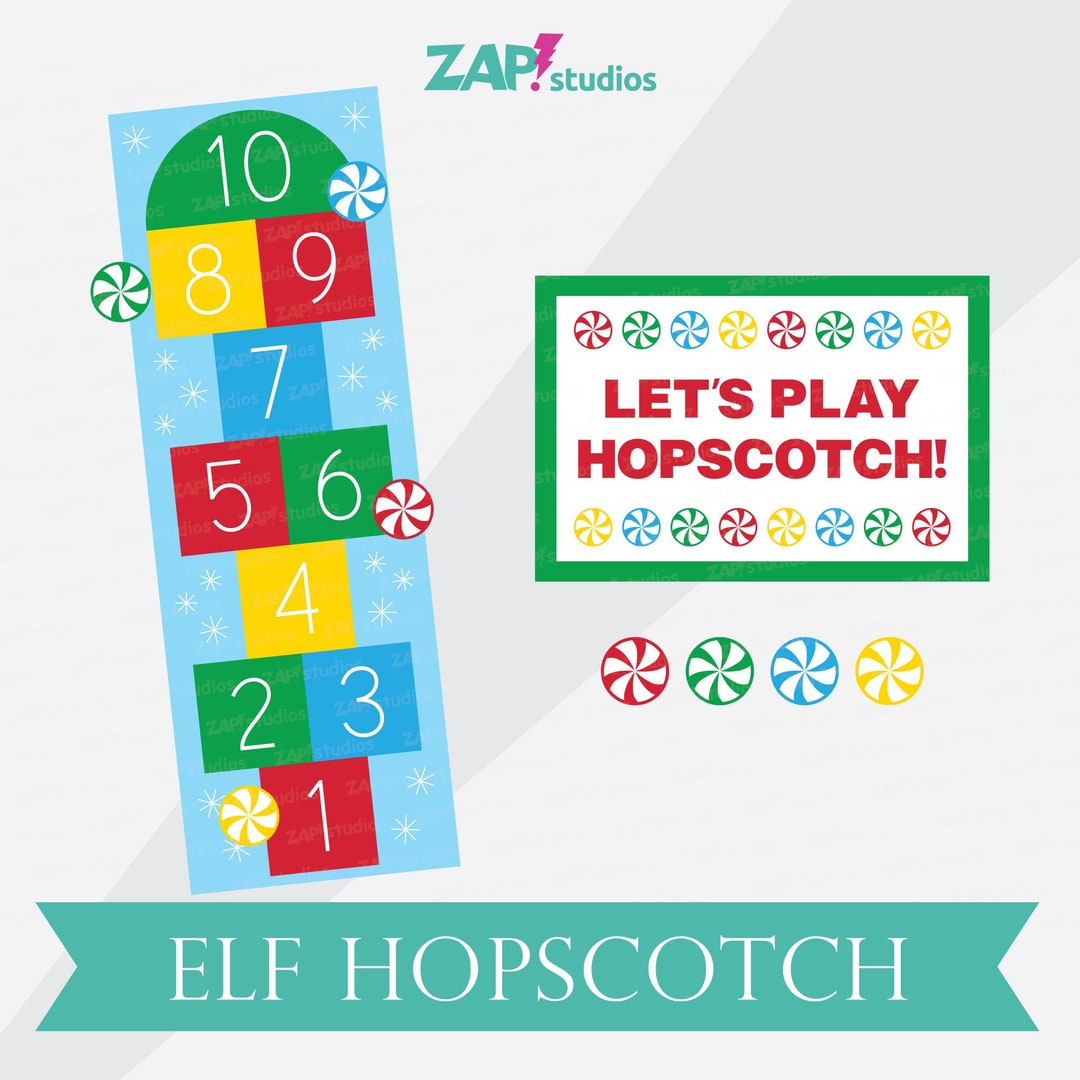 Mini Hopscotch, Printable Elf Activity, Miniature Game, Christmas Elf ...