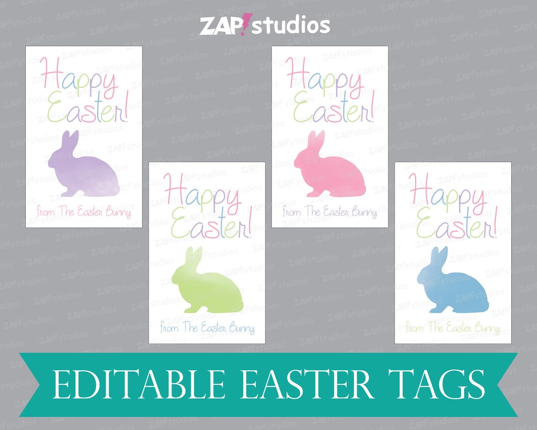 Editable Easter Tags, Easter Tags, Easter Gift Tags, Easter Bunny Tags ...