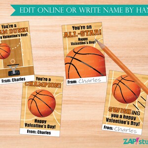Editable Basketball Valentine Cards: School Valentines (printable) - Etsy