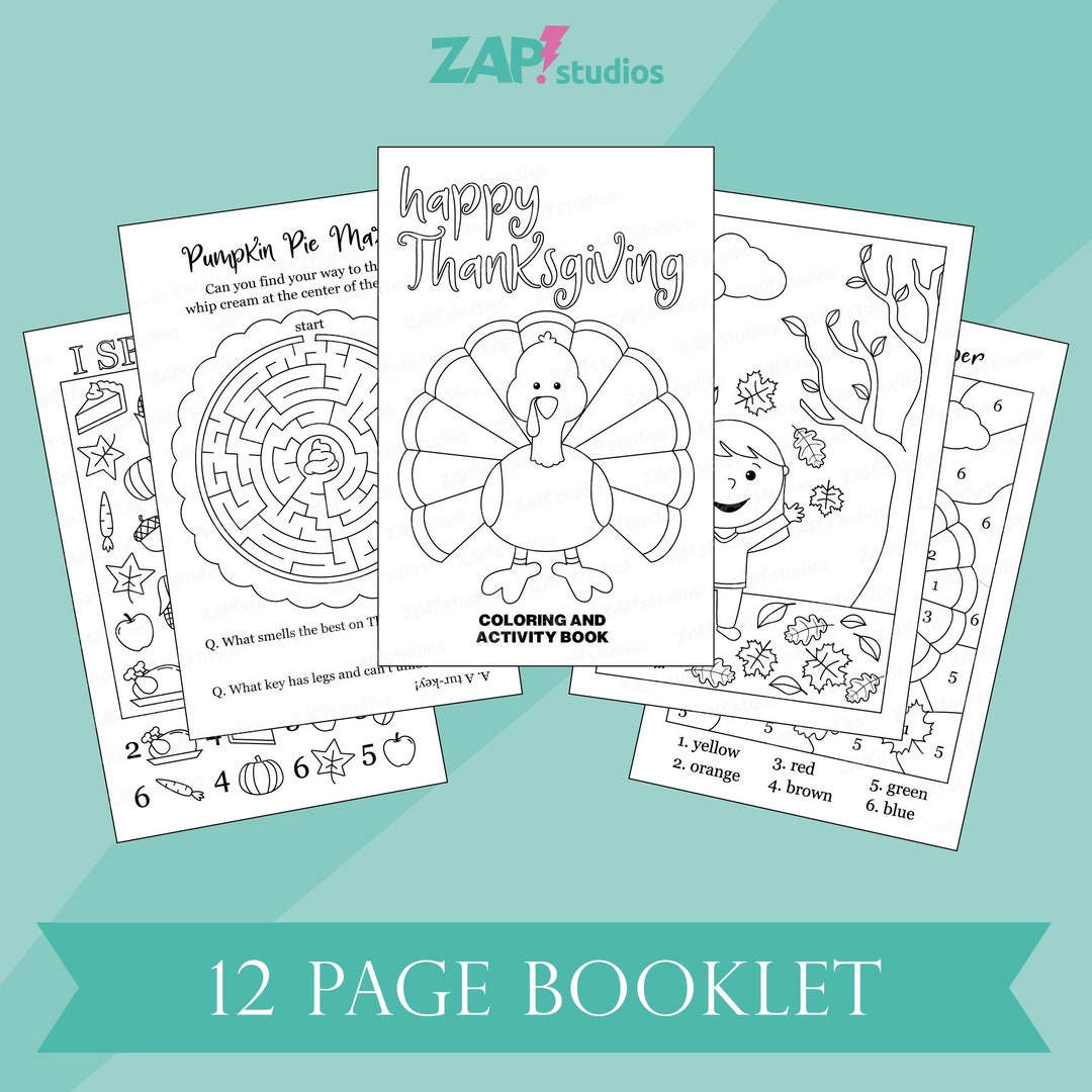 Thanksgiving Activity Booklet: Mazes, Coloring, Word Search (PDF) - Etsy