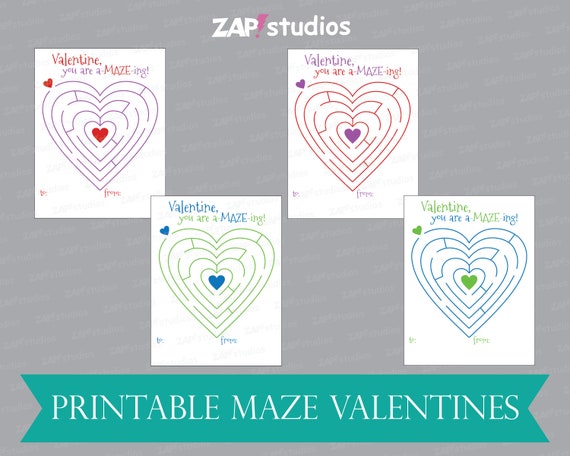 Editable A-maze-ing Valentine Printable Maze Valentine Cards | Etsy