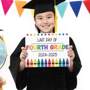 Printable Last Day of Fourth Grade Sign, Last Day of School Printable ...