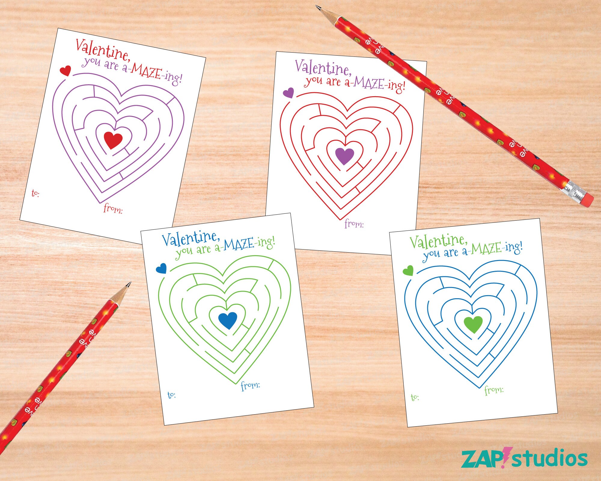 Editable A-maze-ing Valentine Printable Maze Valentine Cards | Etsy