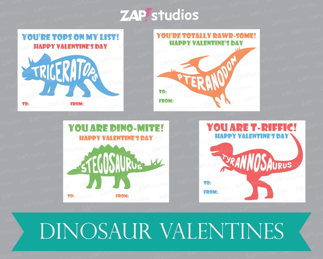 Editable Dinosaur Valentines: Kids School Valentine Cards (PDF) - Etsy