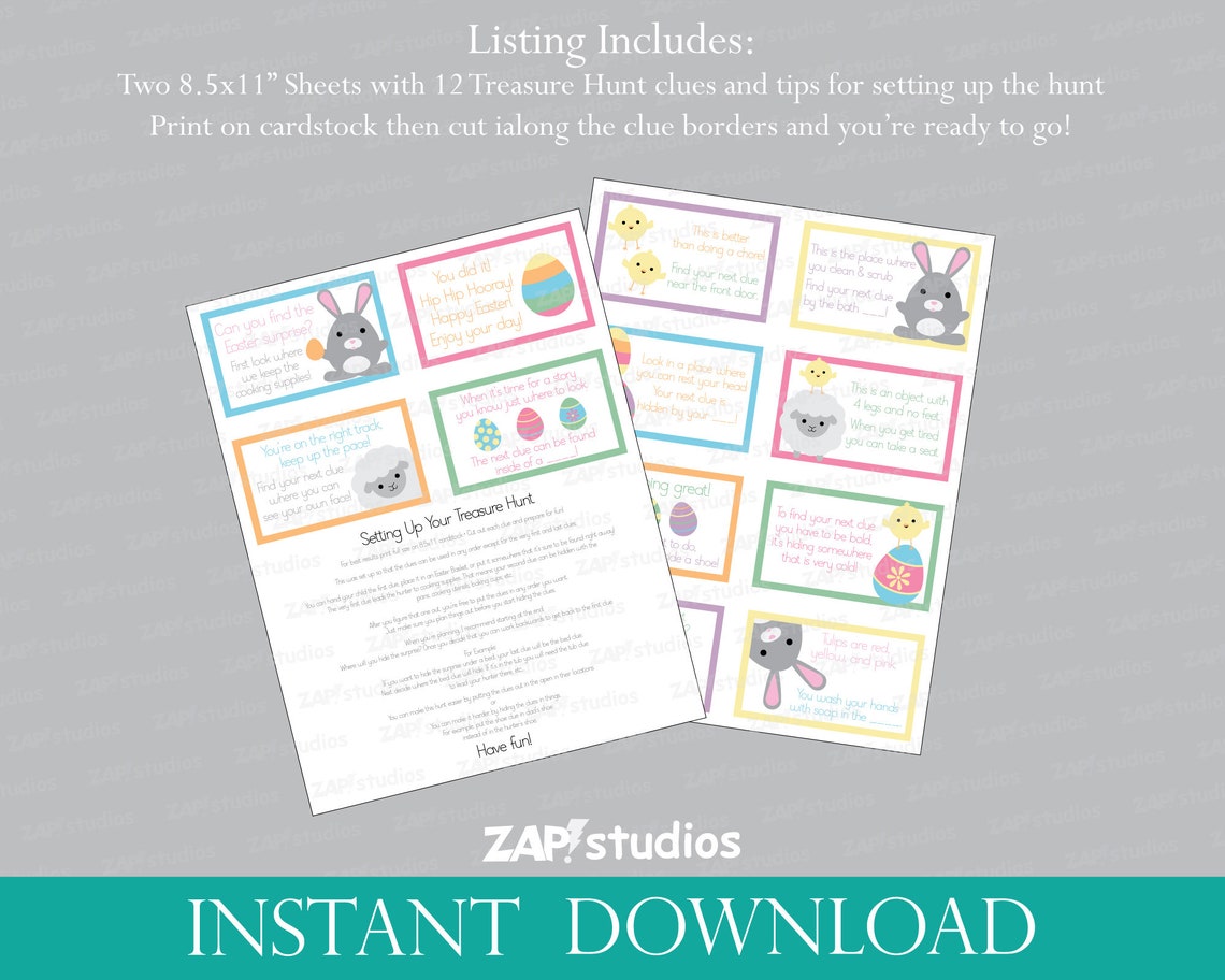 Printable Easter Scavenger Hunt Easter Treasure Hunt Easter | Etsy