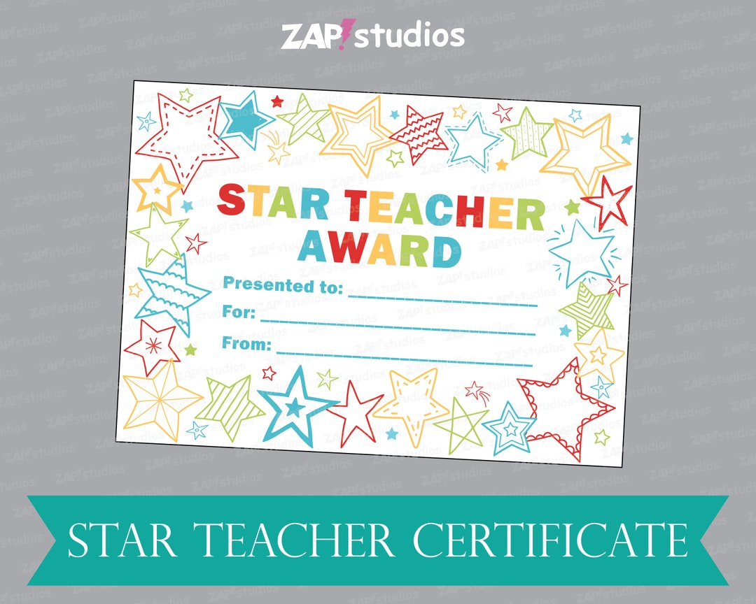 Printable Teacher Appreciation, Star Teacher Award, Teacher Certificate ...