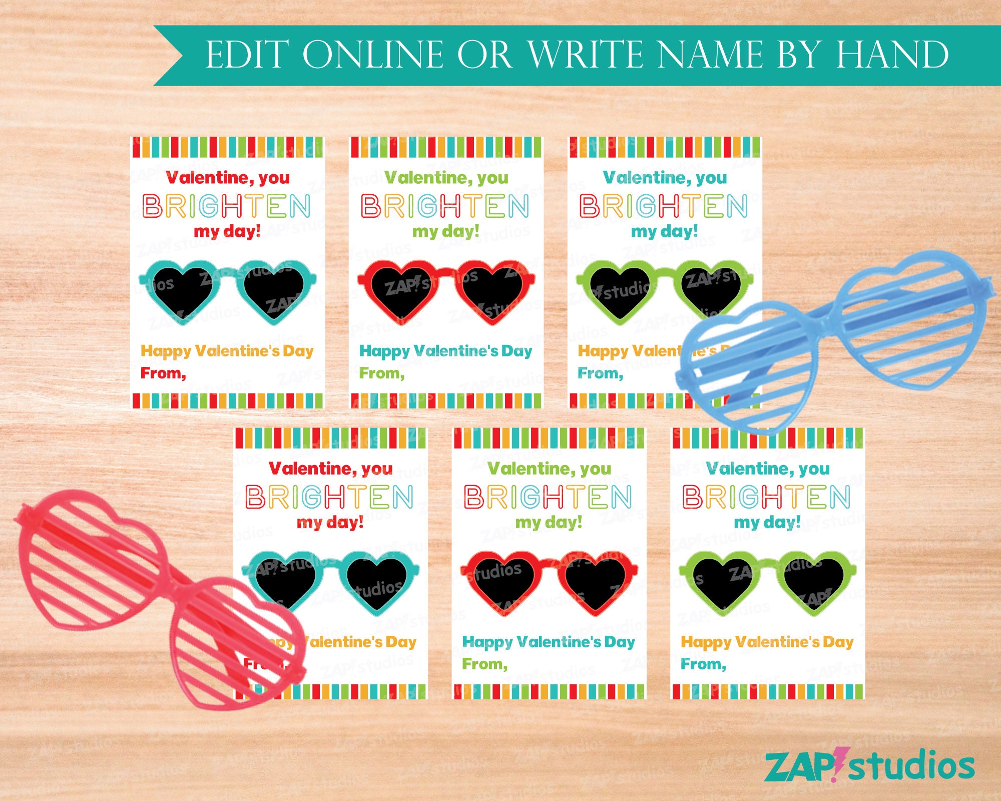 Editable Glasses Valentine Printable Sunglasses Valentine for | Etsy
