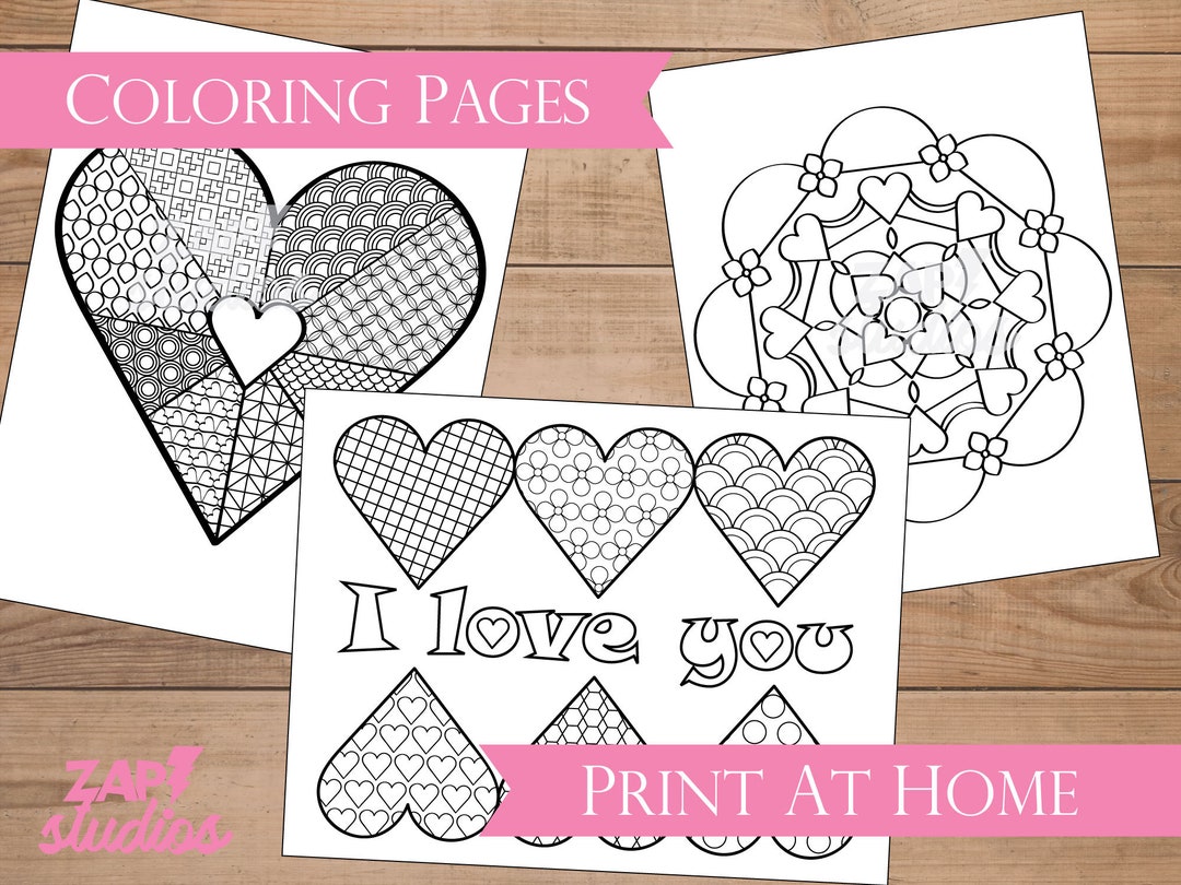 Valentine Coloring Pages, Zentangle Coloring Page, Heart Mandala ...