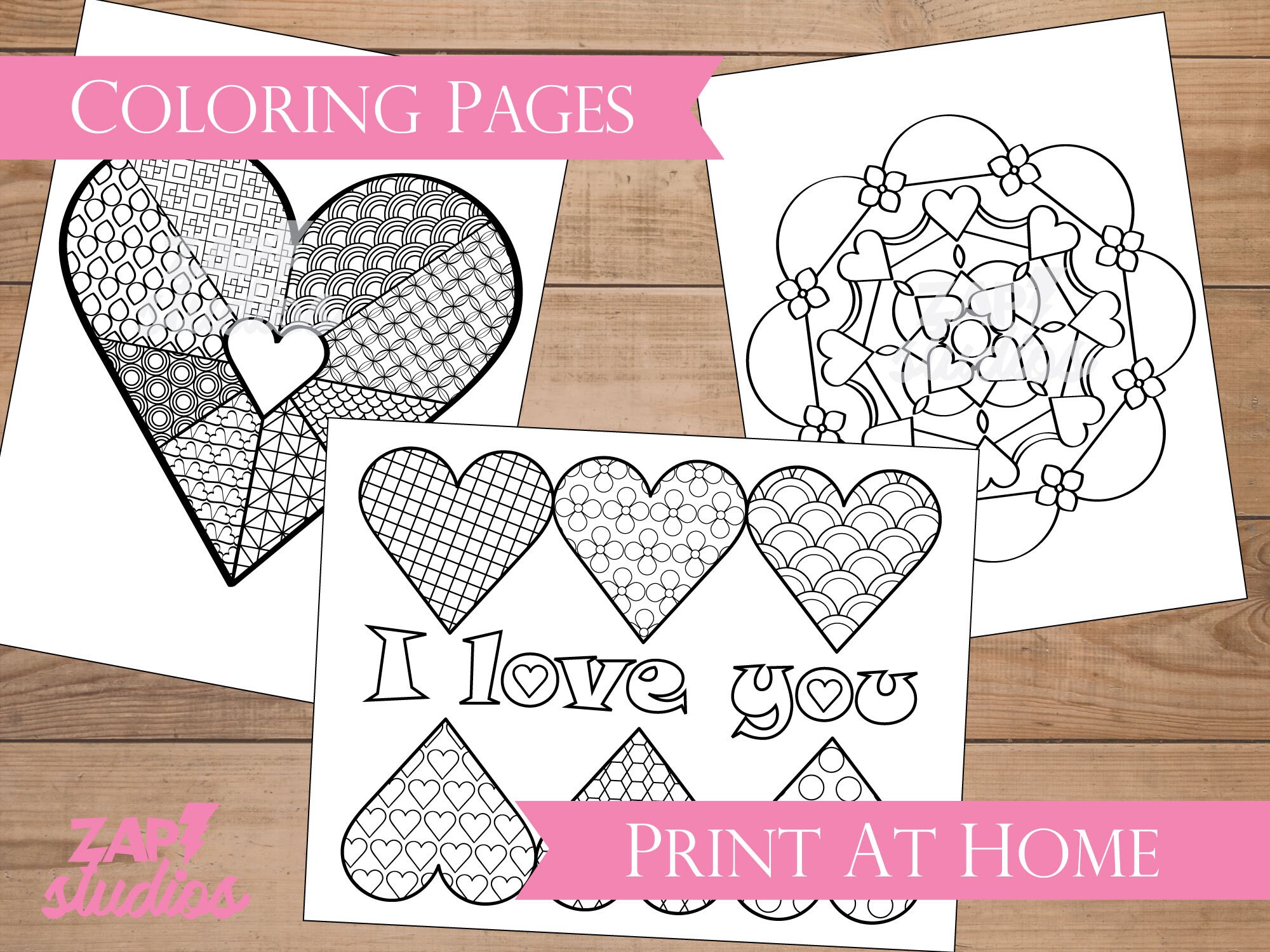 Valentine Coloring Pages Zentangle Coloring Page Heart | Etsy