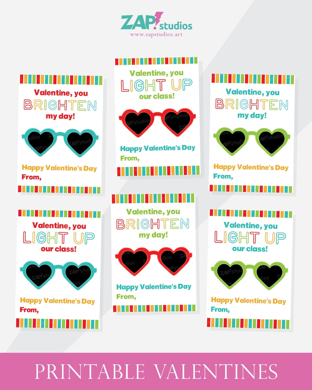 Editable Glasses Valentine, Printable Sunglasses Valentine for Kids ...