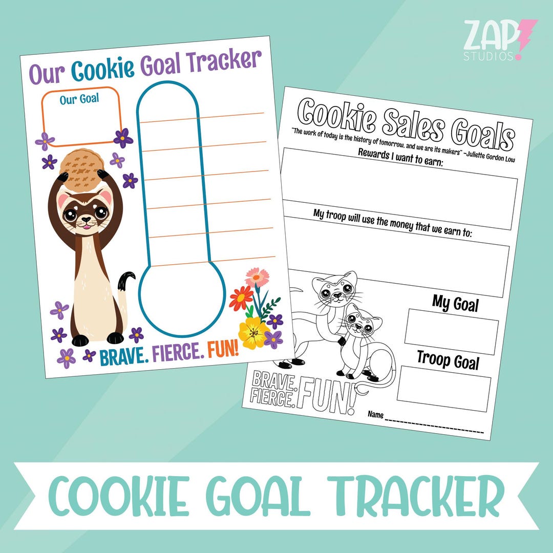 Girl Scout Cookie Goal Poster & Worksheet: 2026 Ferret Theme (digital ...