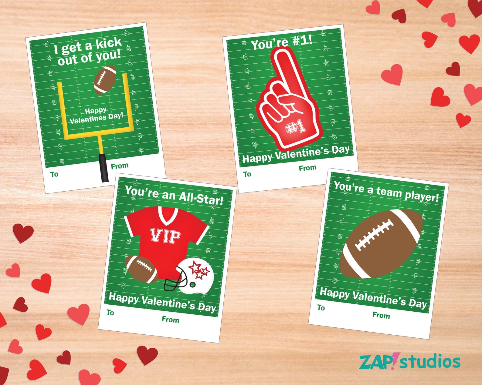 Editable Football Valentines Instant Download Print Your Own | Etsy