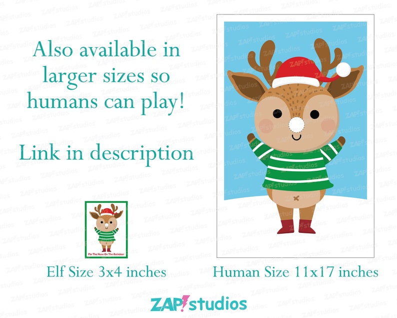 Printable Elf Activity Pin the Nose on the Reindeer Game - Etsy
