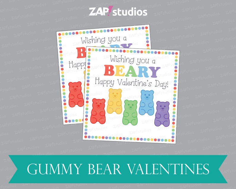 Editable Gummy Bear Valentines: Printable Classroom Cards (PDF) - Etsy