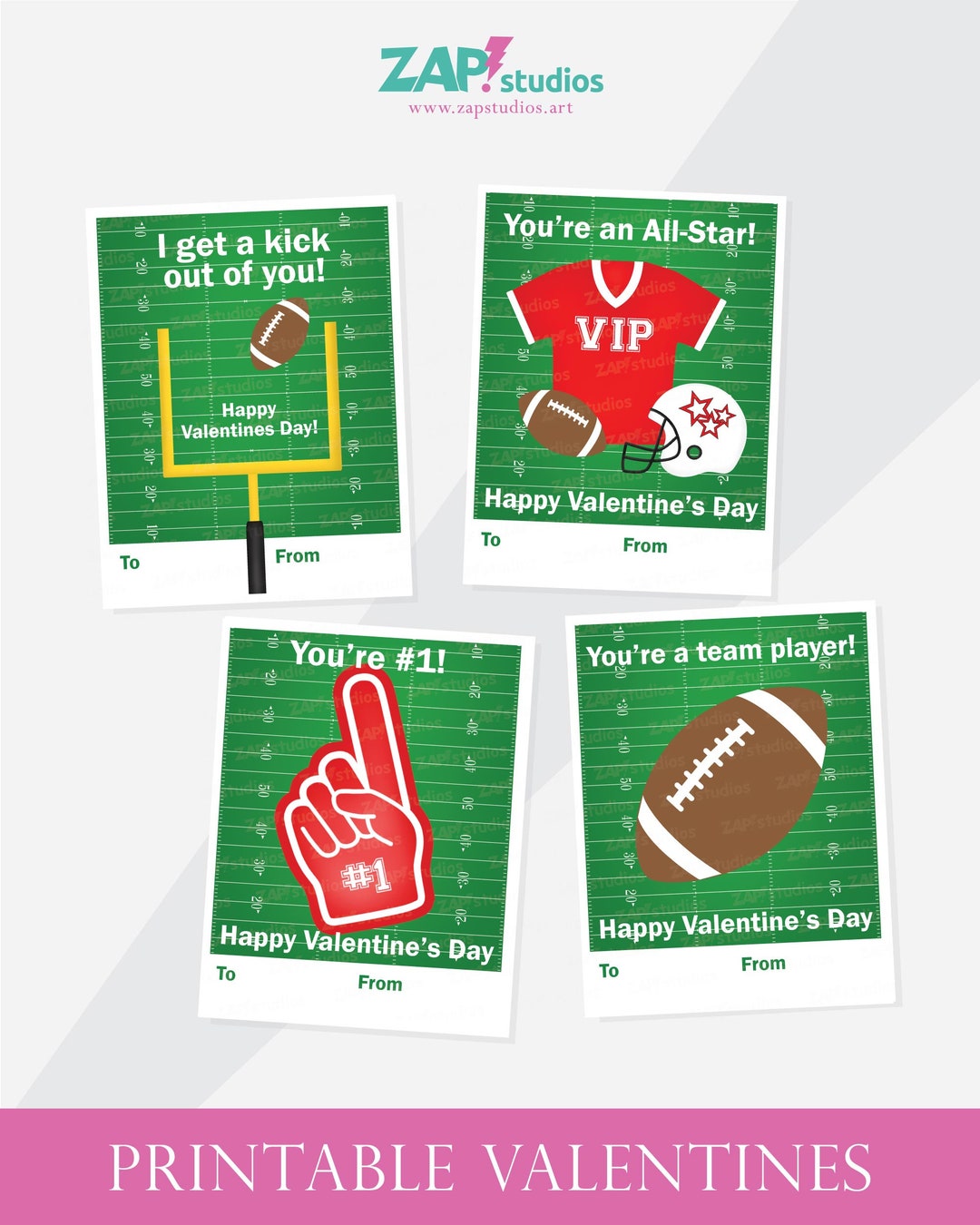 Editable Football Valentines, Instant Download, Print Your Own ...