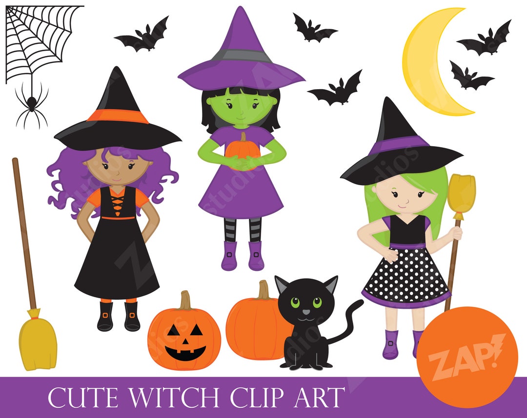 Witch Clip Art, Halloween Digital, Halloween Witch Clipart, Witch ...