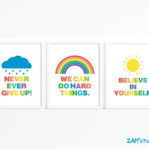 Kids Affirmations Printable Wall Art, Rainbow Print Nursery Decor ...