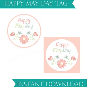 May Day Tag, May Day Sticker, May Basket Tag, May Day Gift Tag, Flower ...