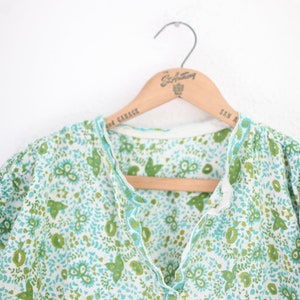 Vintage 70s Bohemian Turquoise Floral Tunic Top 031 - Etsy
