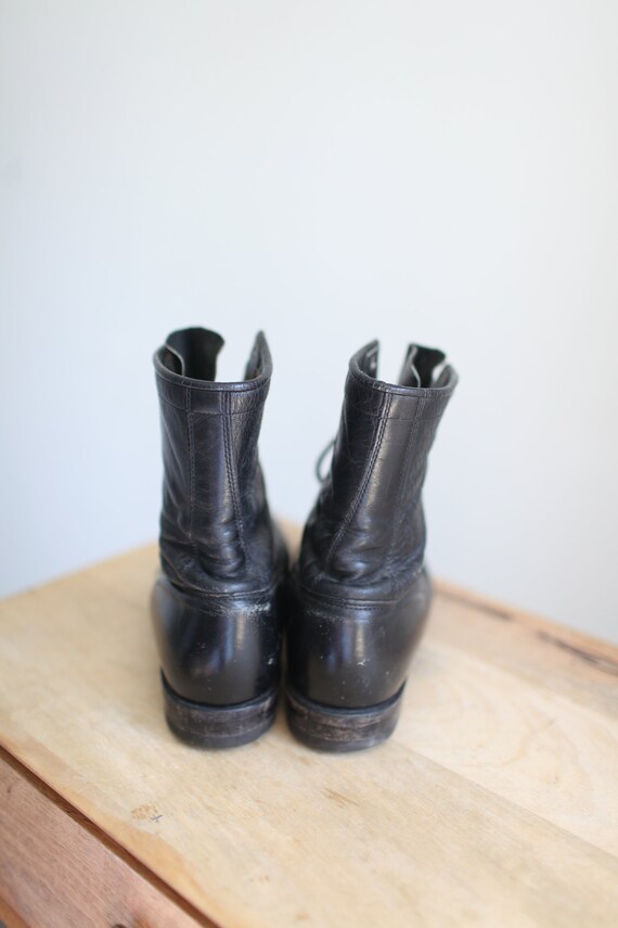 vintage 80s justin black leather ankle roper boots l… - Gem