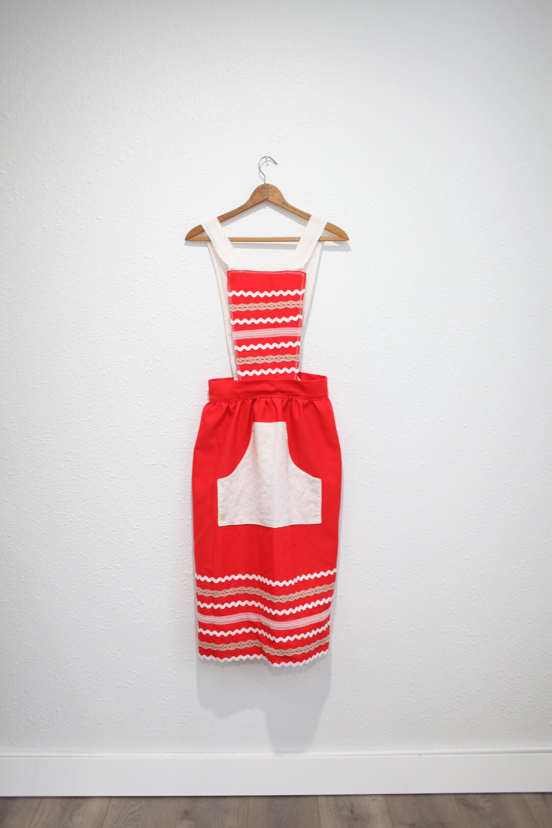 Vintage Red White Rik Rak Lace Apron 0404 - Etsy