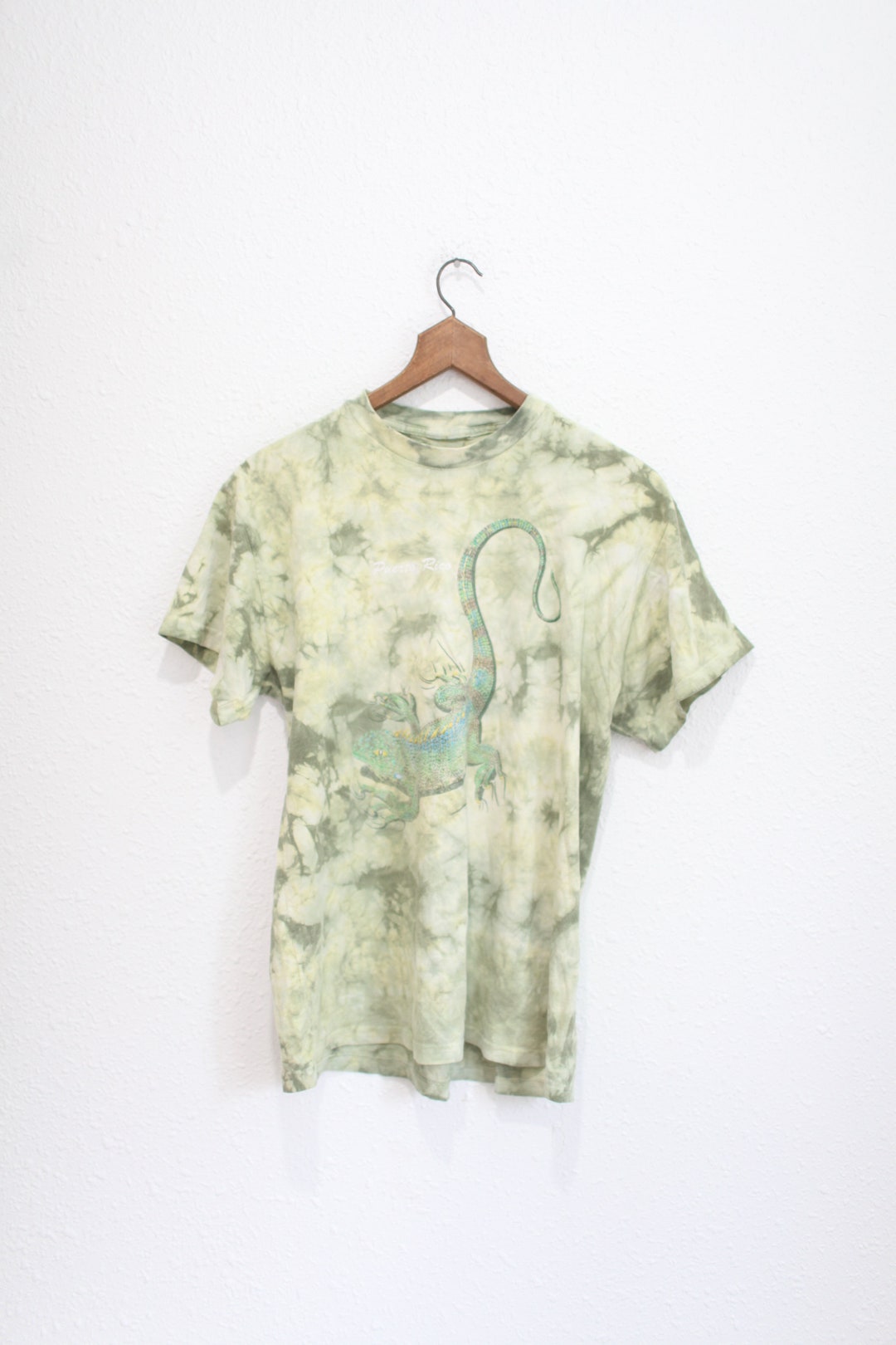 Vintage 90s Puerto Rico Lizard Green Tie Dye T Shirt #0572 - Etsy