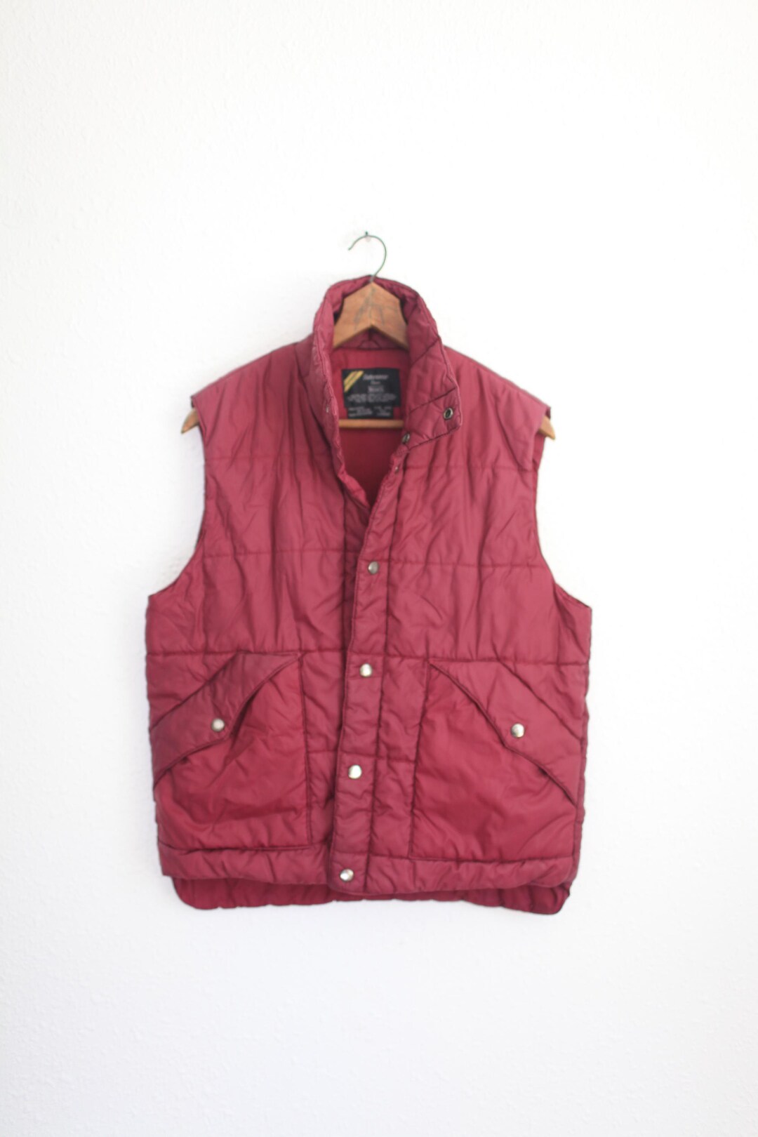 Vintage 70s Maroon Puffer Vest 0433 - Etsy